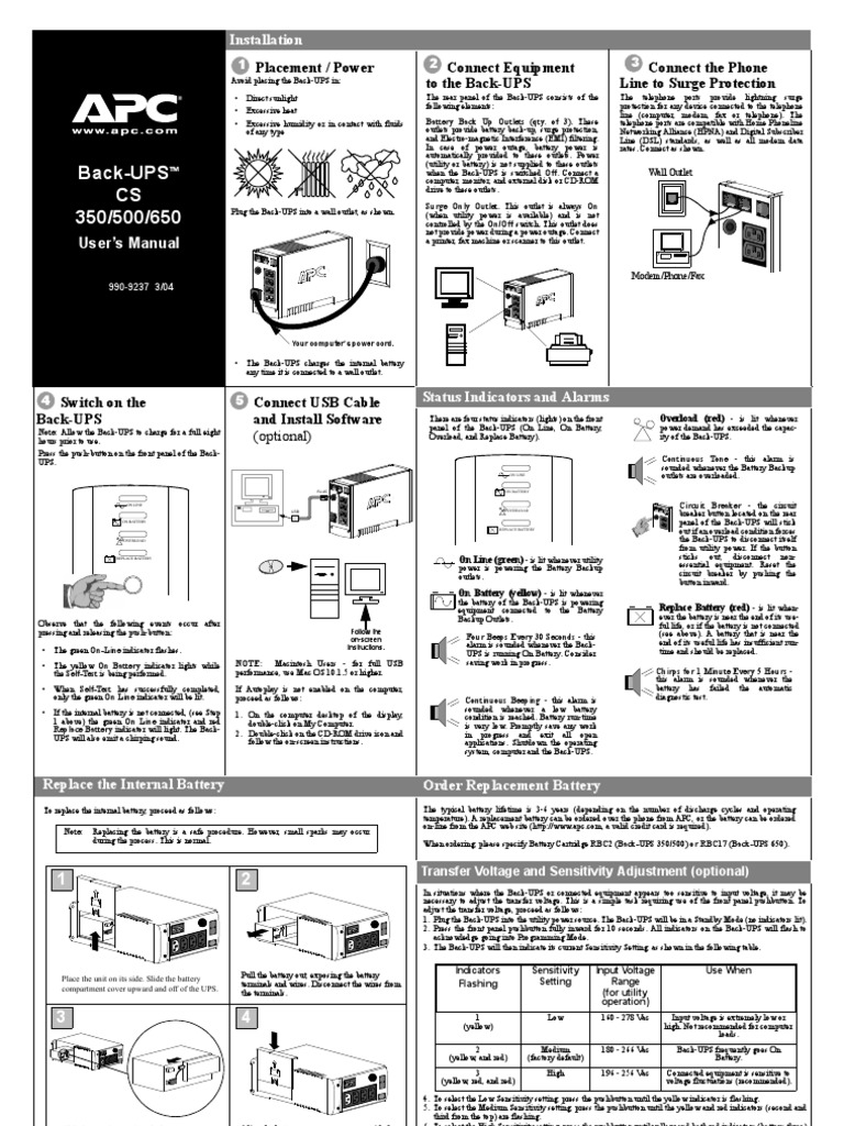 Manual Ups Apc Cs 350 | PDF