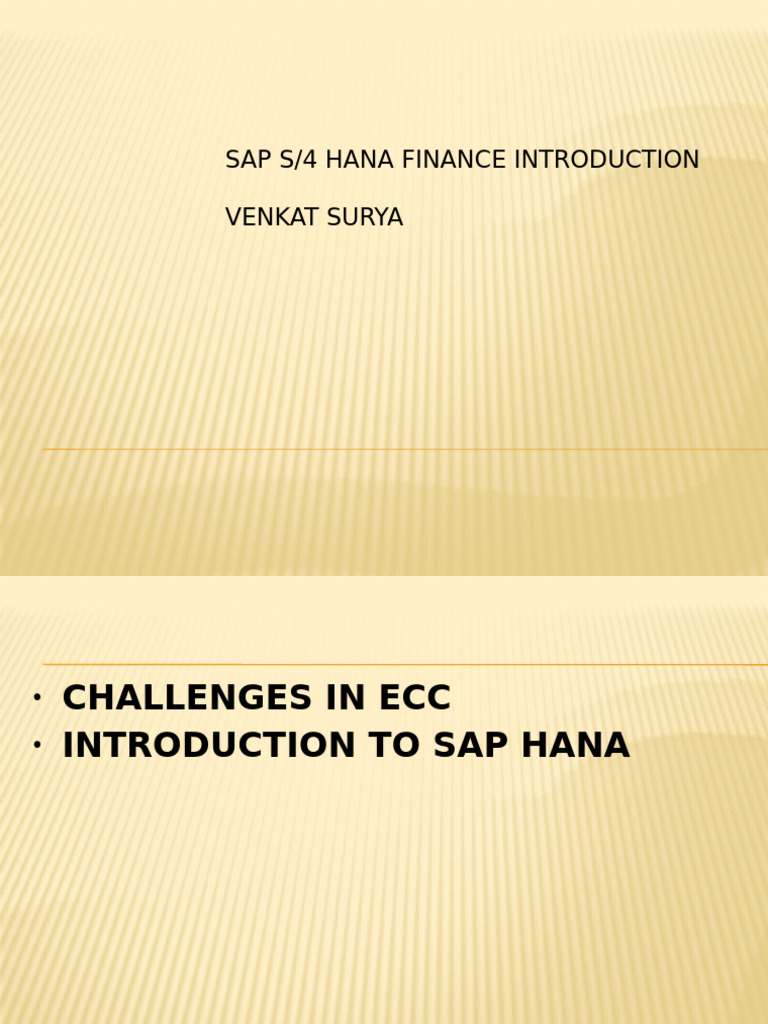 Class 1 Sap S4 Hana Introduction Part 1 | PDF | Computing | Computer Architecture