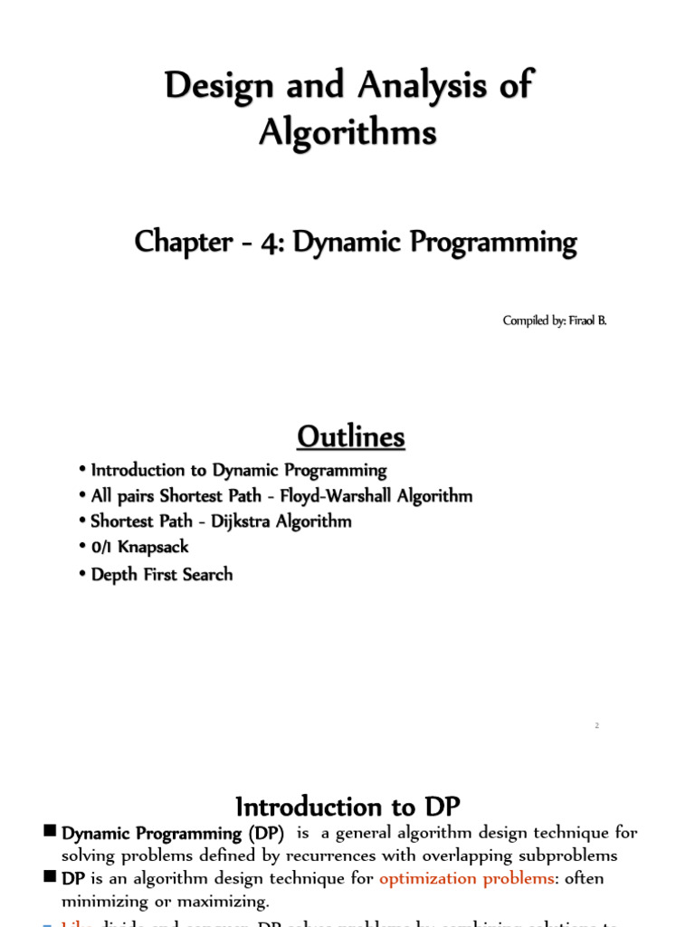 DAA CHapter 4 | PDF | Dynamic Programming | Computer Science