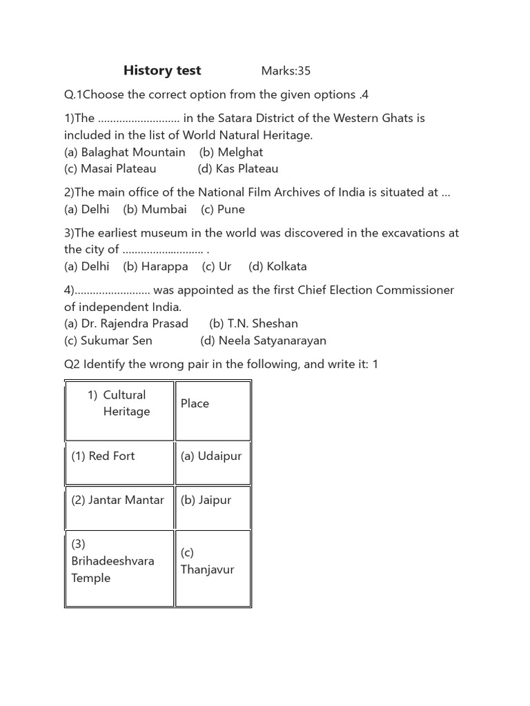History Test Questions and Answers | PDF
