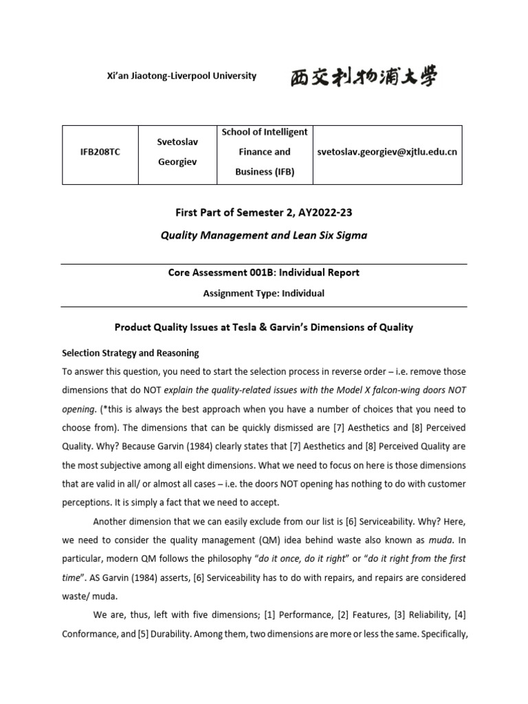 Tesla Quality Issues & Garvin's Dimensions | PDF | Quality Management