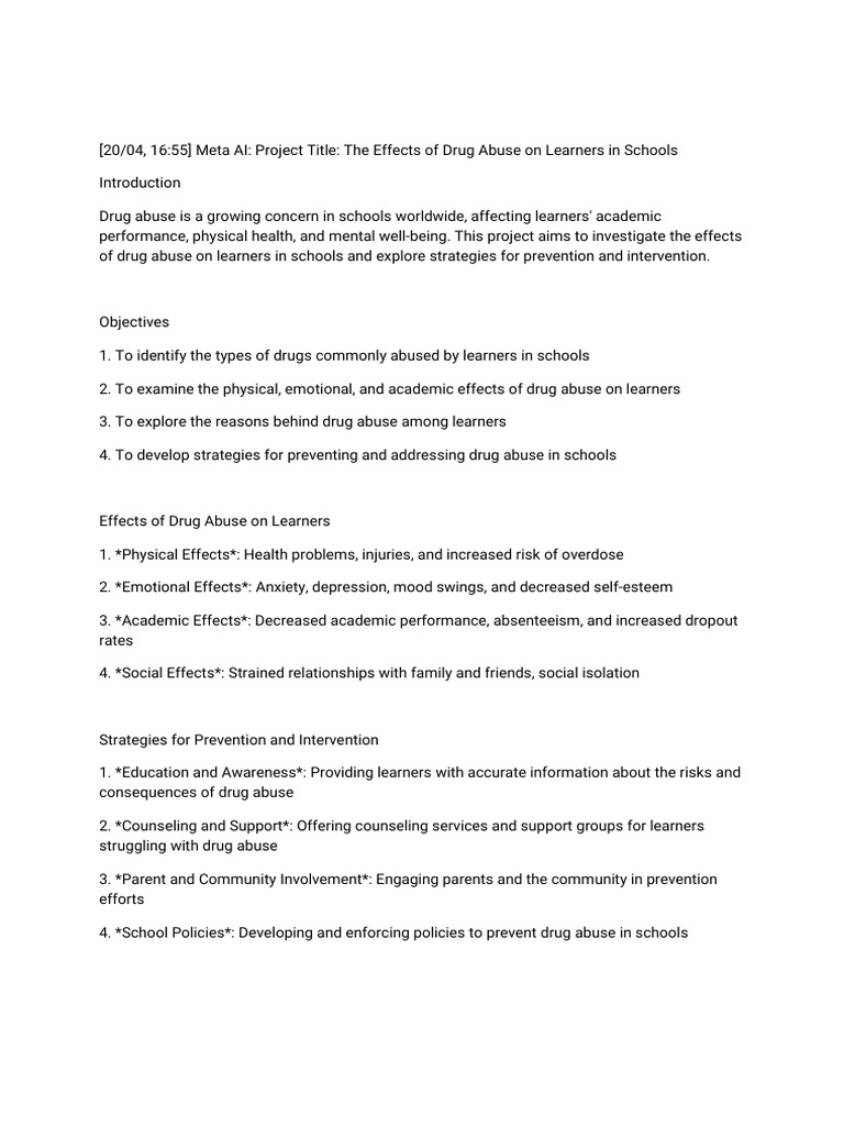 Drug Abuse Project | PDF | Substance Abuse | Mental Health