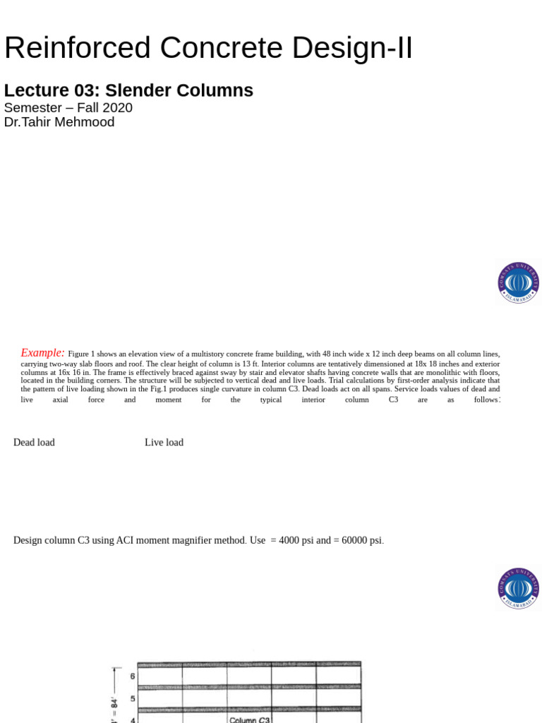 Slender Column Design in Reinforced Concrete | PDF