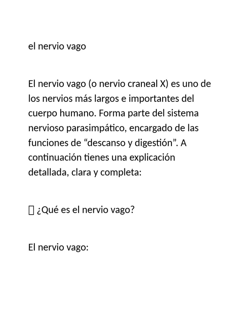 Funciones y cuidados del nervio vago | PDF | Nervio vago