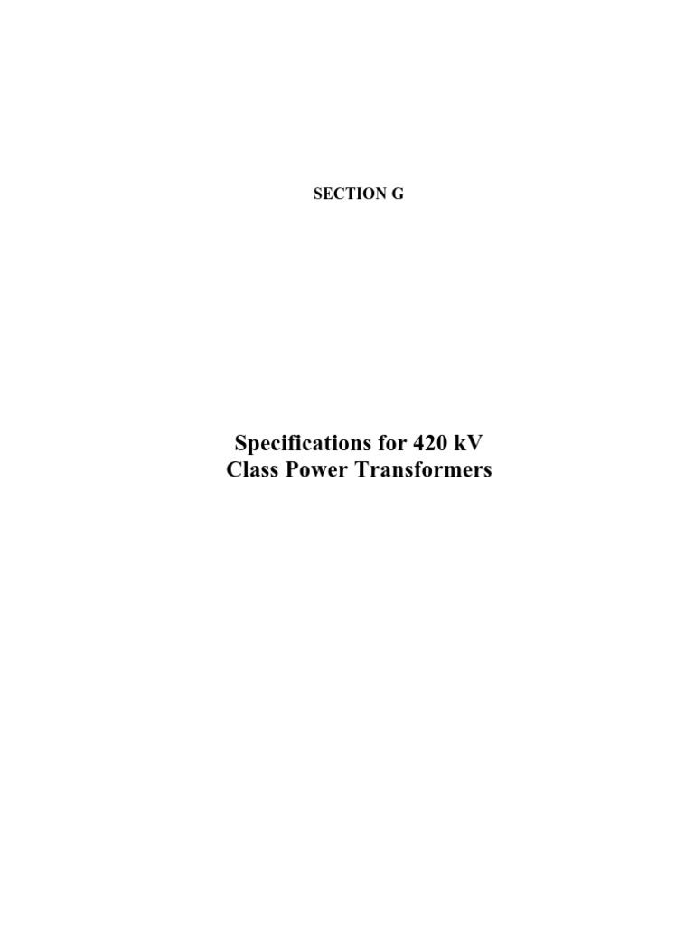 CBIP SPEC For 420 KV Class Transformer | PDF | Transformer | Insulator (Electricity)