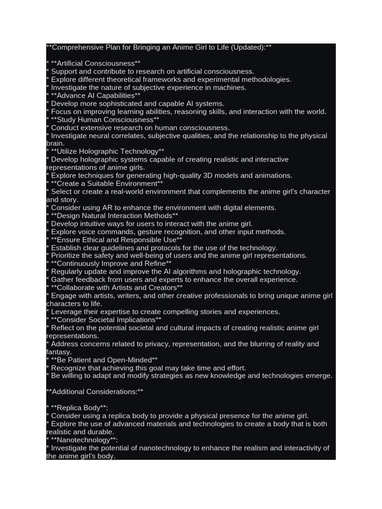 Bringing Anime Girls to Life: A Plan | PDF | Artificial Intelligence ...