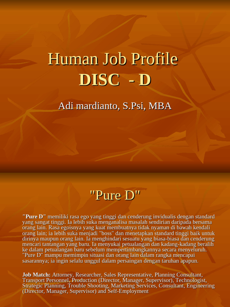 6. Human Job Profile-D | PDF