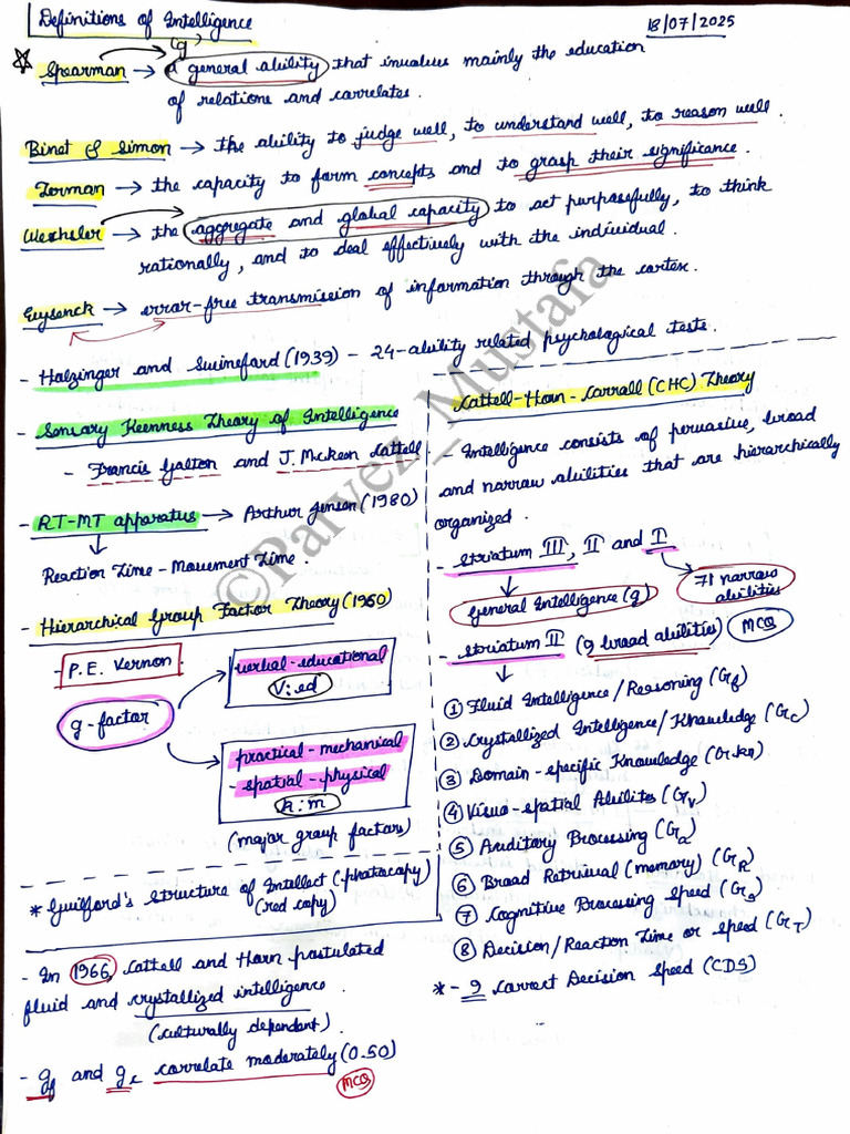 Psychological Tests (Notes by Parvez Mustafa) | PDF