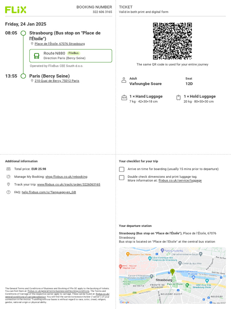 FlixBus Ticket: Strasbourg to Paris | PDF | Land Transport | Bus Transport