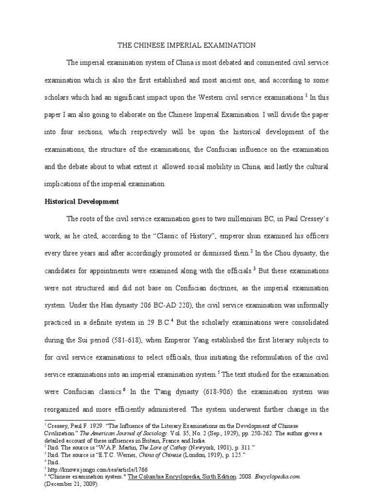 Overview of China's Imperial Exams | PDF | Confucianism | Meritocracy