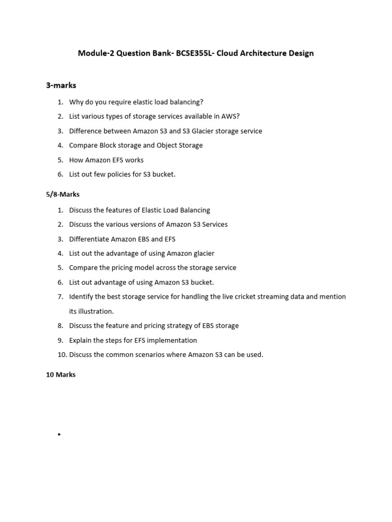 AWS Module2 Part 2 Question Bank | PDF | Scalability | Cloud Computing