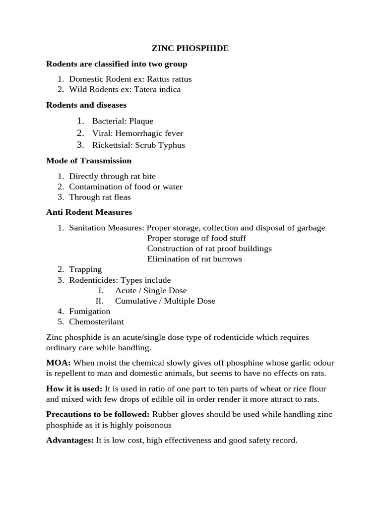 Zinc Phosphide: Effective Rodenticide Guide | PDF