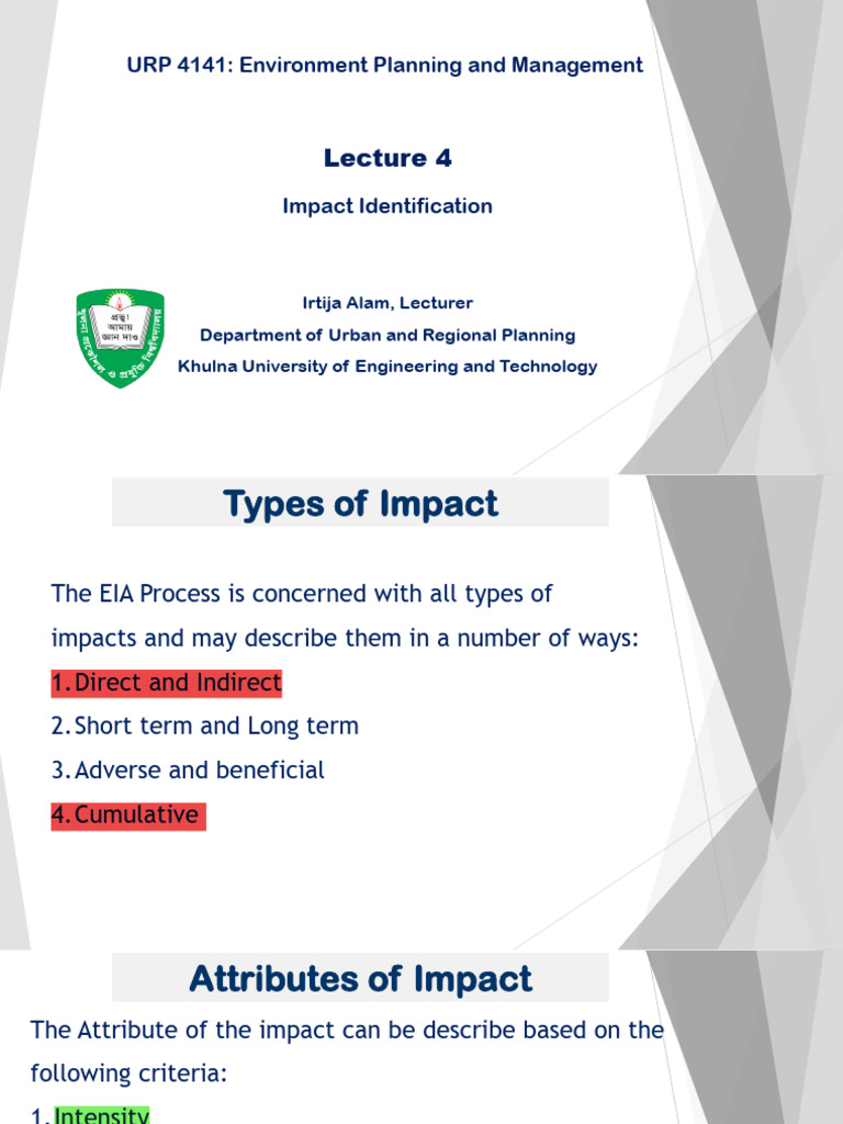 Impact Identification in EIA Process | PDF | Environmental Impact ...