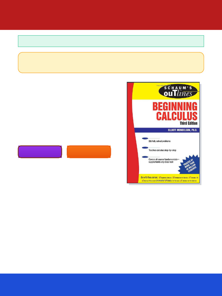Schaum S Outline of Beginning Calculus 3rd Ed Edition Elliott Mendelson ...