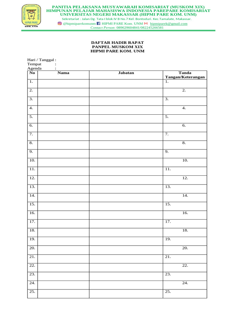 Format Absen Rapat | PDF