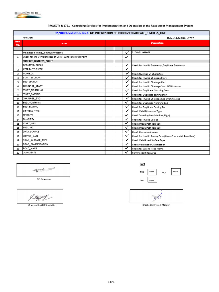 Surface Distress Data QA/QC Checklist | PDF | Computing