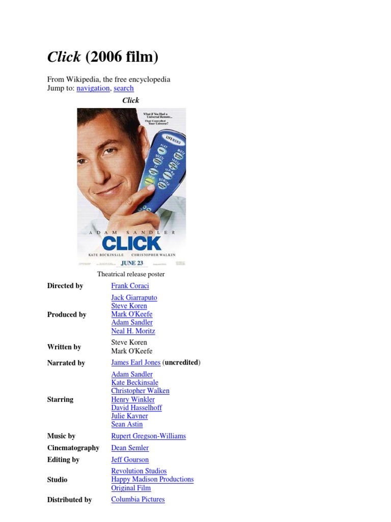 Click (2006 Film) : Navigation Search | PDF | Cinema | Leisure