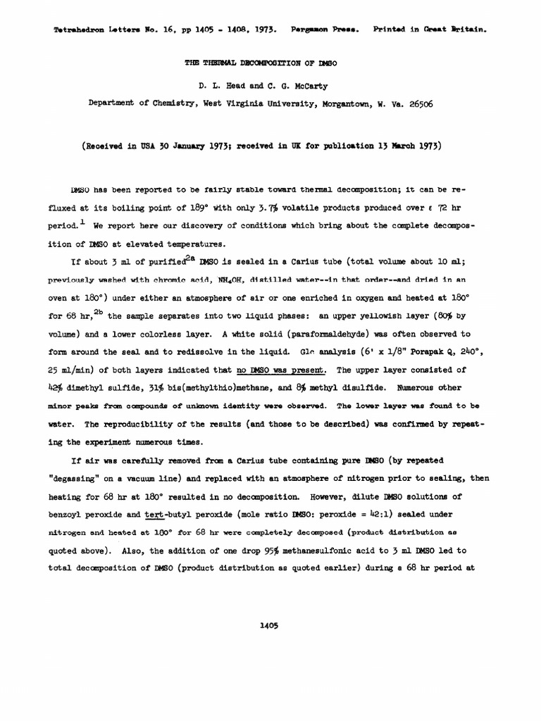 Thermal Decomposition of DMSO Study | PDF | Physical Chemistry | Chemistry