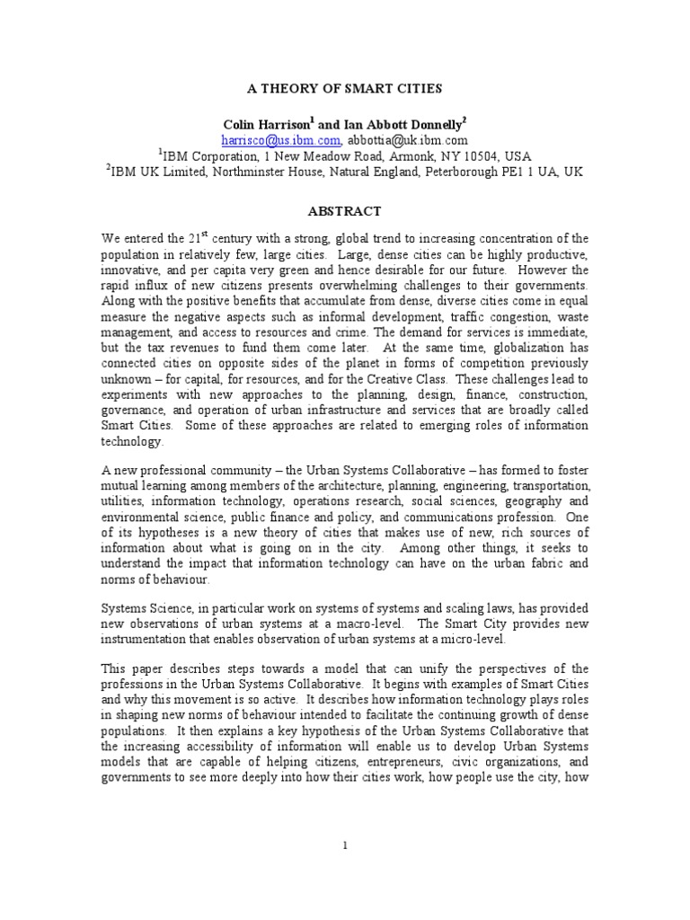 A Theory of Smart Cities | PDF | City | Conceptual Model