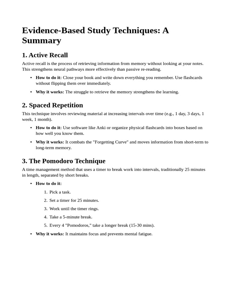 Effective Study Techniques Explained | PDF