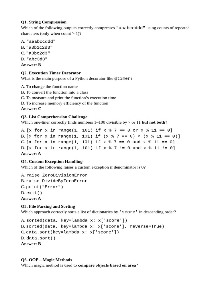 MCQ Python Developer | PDF | Python (Programming Language) | Computer ...