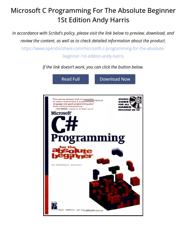 Microsoft C Programming for the Absolute Beginner 1st Edition Andy ...