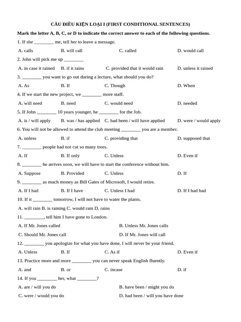 First Conditional Sentences Practice | PDF