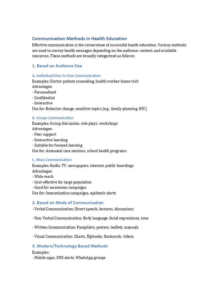 Effective Health Education Communication Methods | PDF