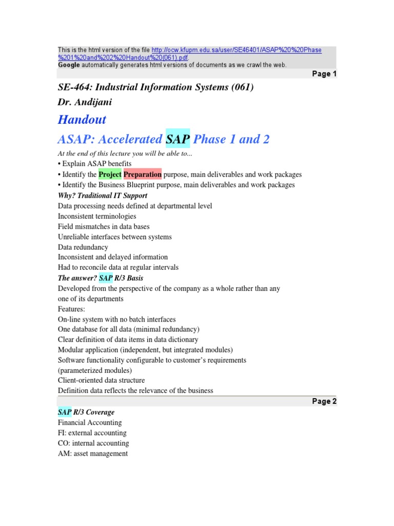ASAP Accelerated SAP Phases | PDF | Business Process | Sap Se