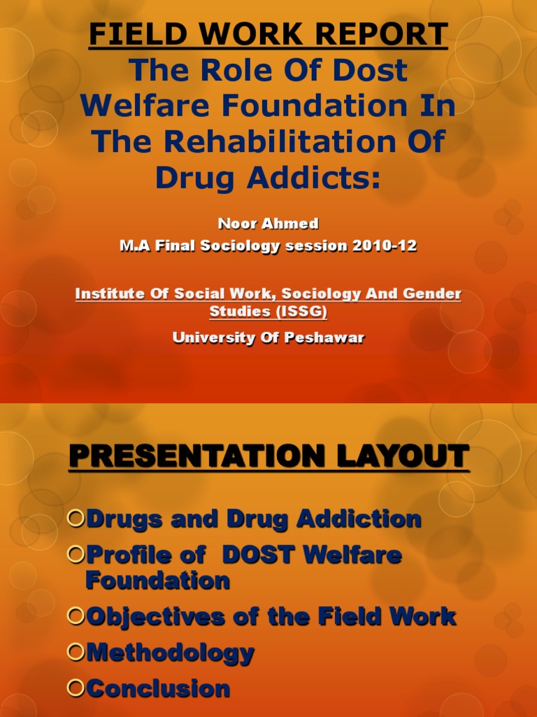Field Work Report Presentation | PDF | Drugs | Substance Dependence