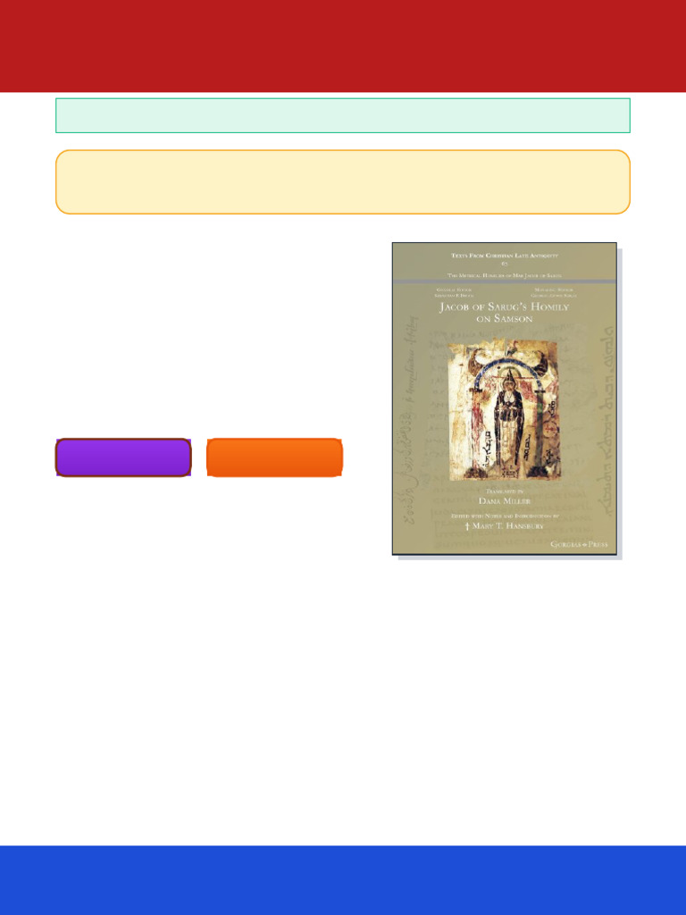 Jacob of Sarug S Homily On Samson Dana Miller Ebook Always Accessible ...