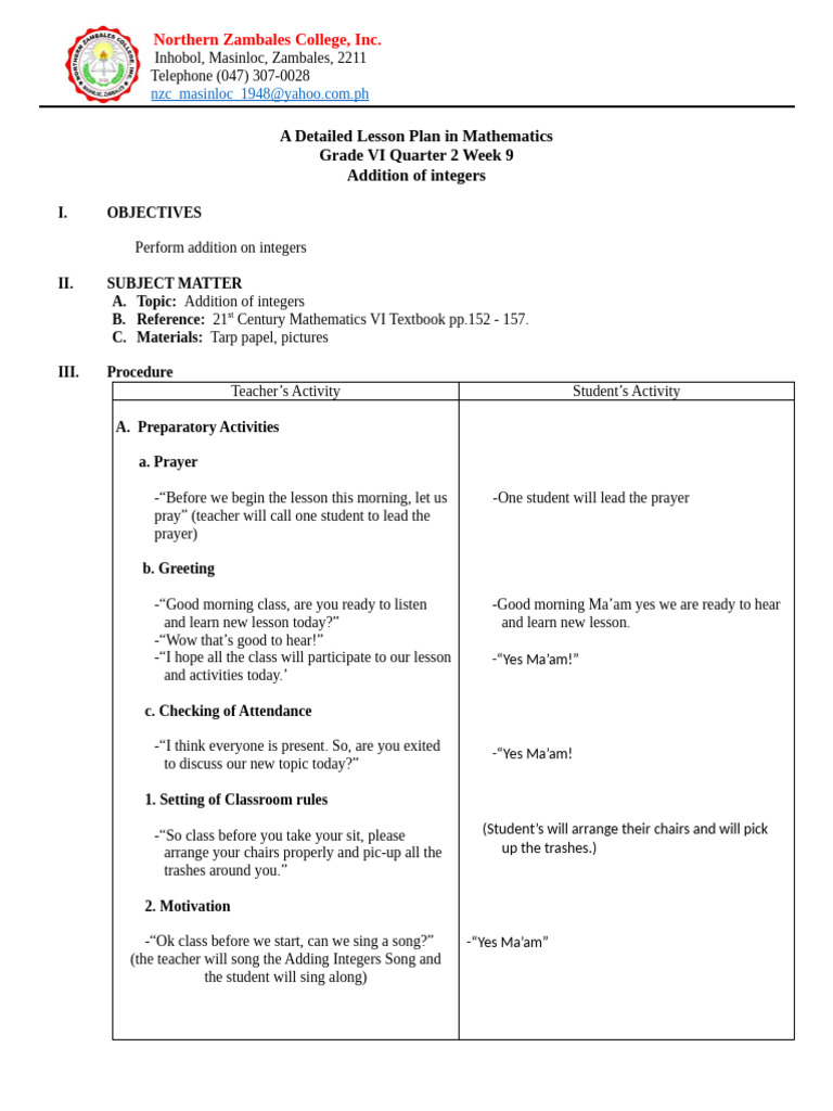 Dlp-Adding of Integers | PDF | Learning | Mathematics