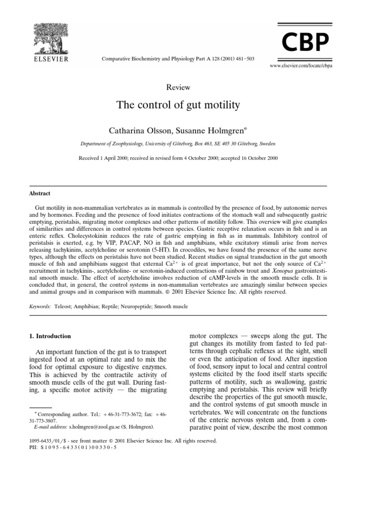 REV the Control of Gut Motility - Olsson 2001 | PDF | Autonomic Nervous ...