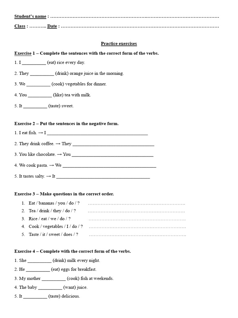 Simple Present Exercises | PDF