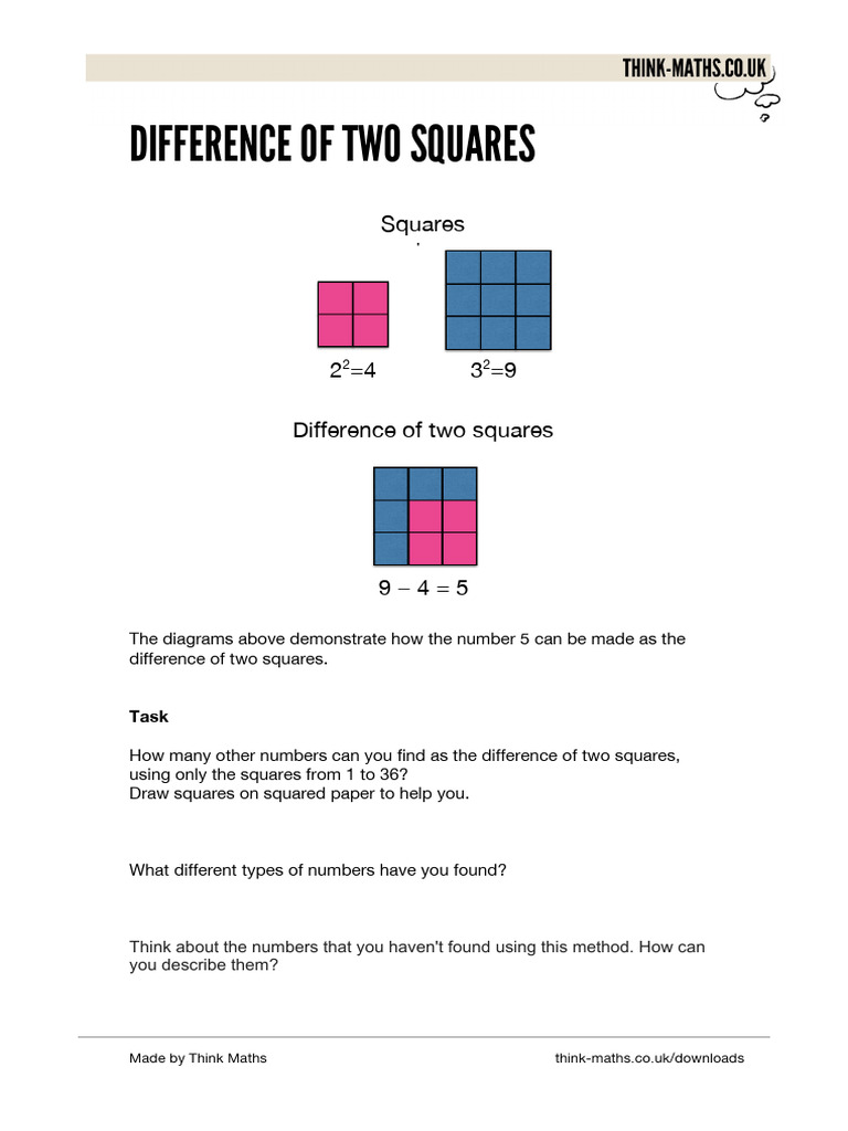Difference of Two Squares | PDF
