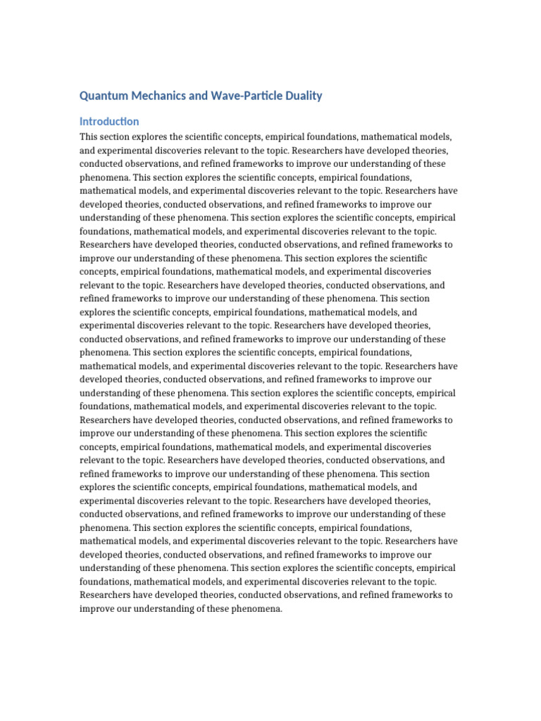 Quantum Mechanics and Wave Particle Duality Olayemi | PDF | Theory ...