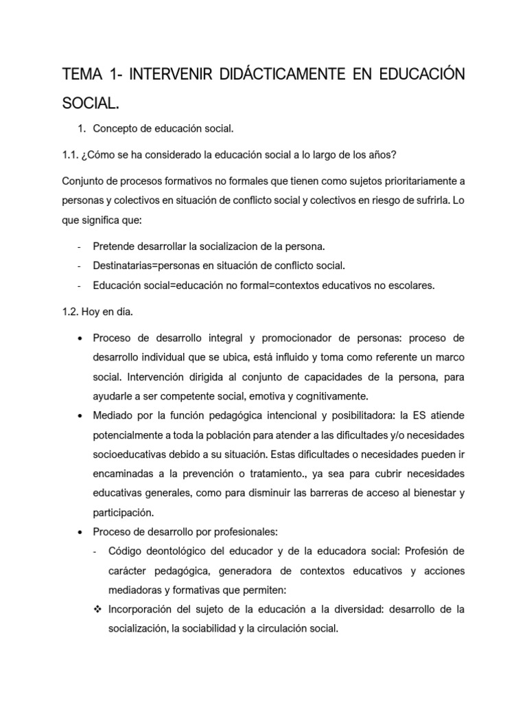 Tema 1 - Intervenir Didácticamente en Educación Social | PDF ...