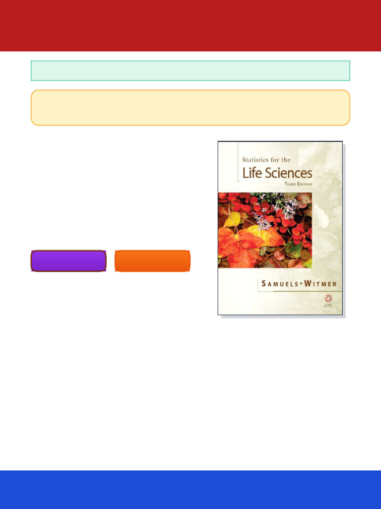 Statistics For The Life Sciences 3rd Edition Myra L. Samuels Ebook ...