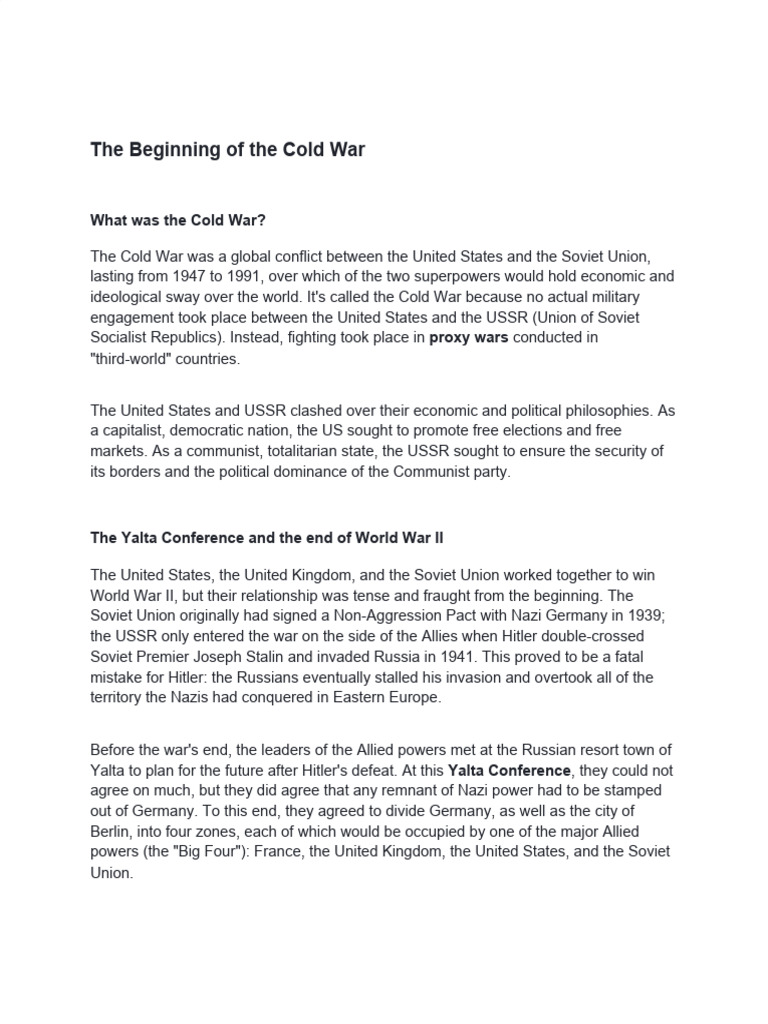 Overview of the Cold War Origins | PDF | Soviet Union | World Politics