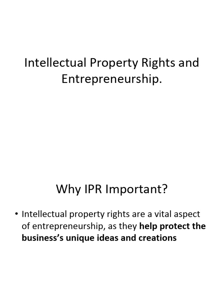 10. Intellectual Property Rights and Entrepreneurship | PDF ...