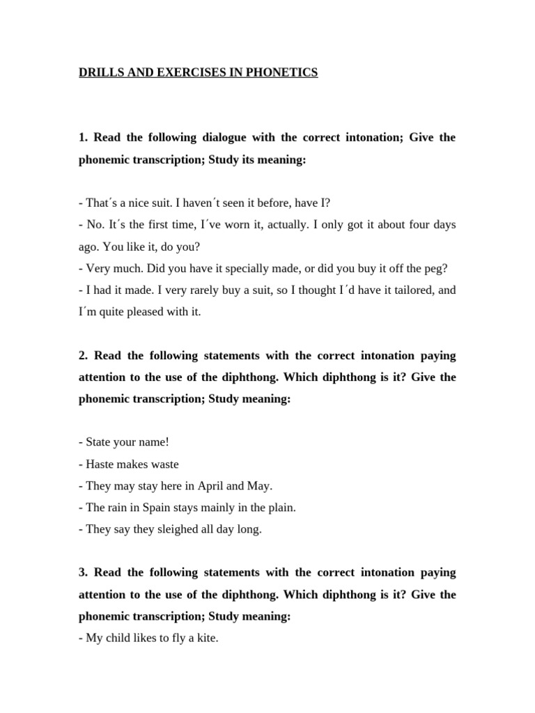Drills and Exercises in Phonetics, From Course | PDF | Vowel | Human Voice