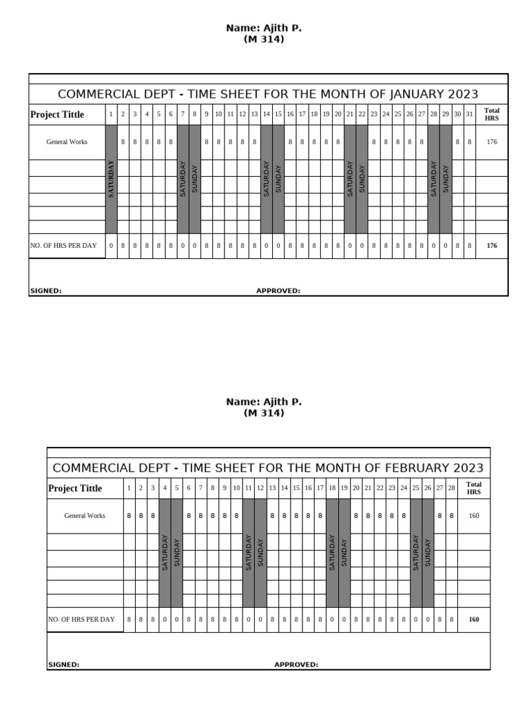 Time Sheet 2024 | PDF