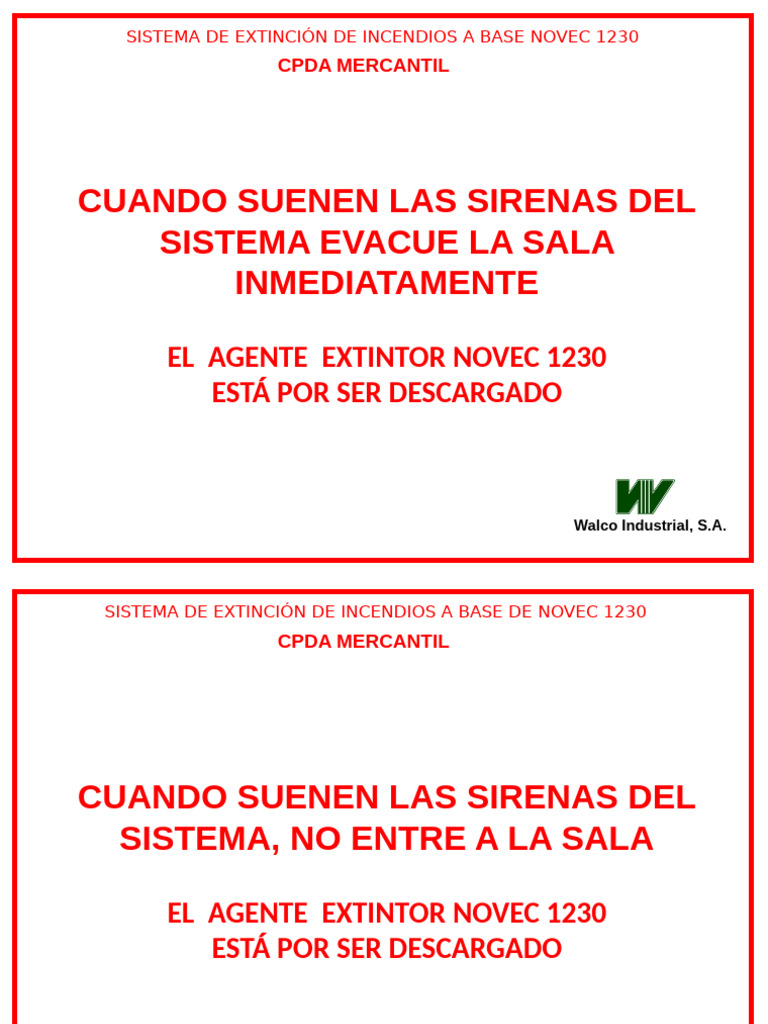 Señalizaciones Sistema Agente Limpio | PDF | Incendios | Lucha contra ...