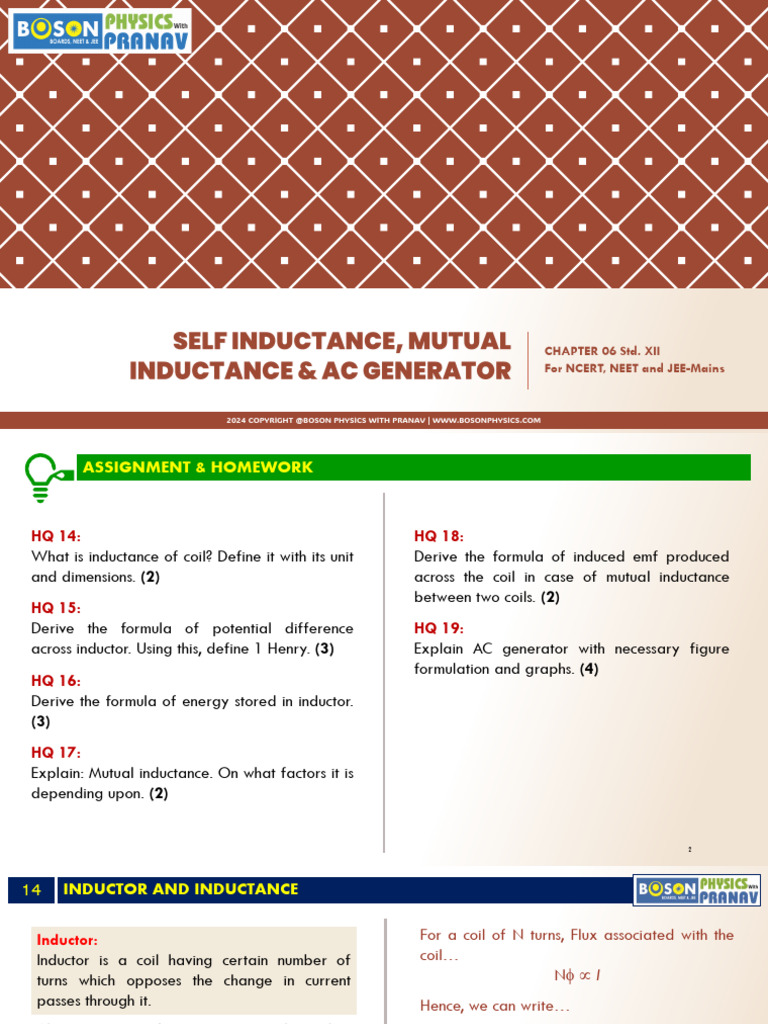 04 - Self & Mutual Inductance of Coil With AC Generator | PDF | Inductance | Inductor