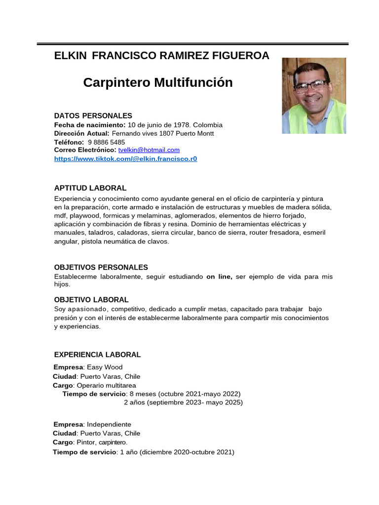 Carpintero Elkin Ramirez | PDF | Carpintería | Colombia