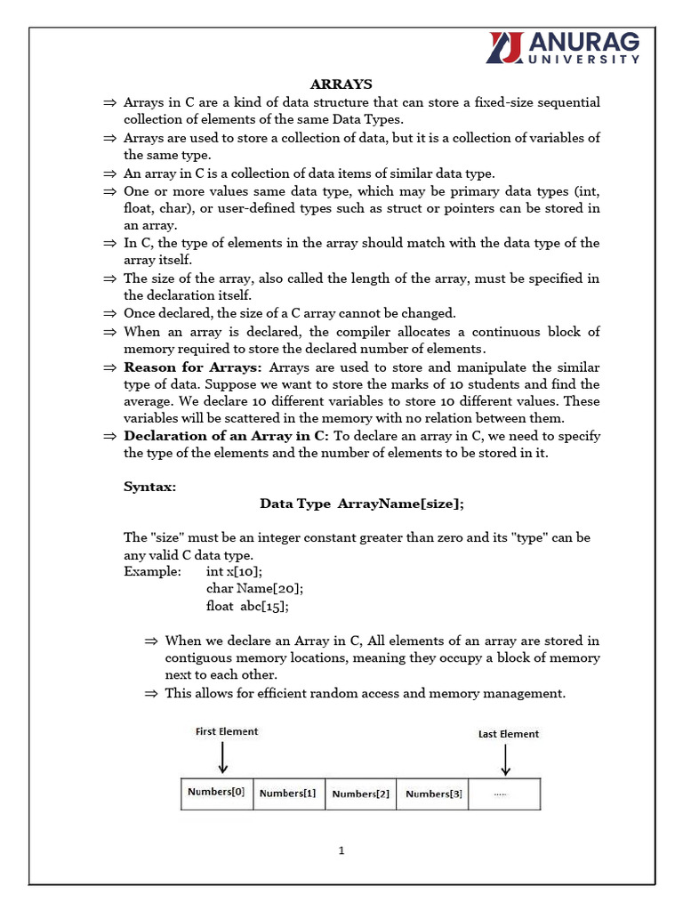 Unit 3 Arrays | PDF | Data Type | Pointer (Computer Programming)