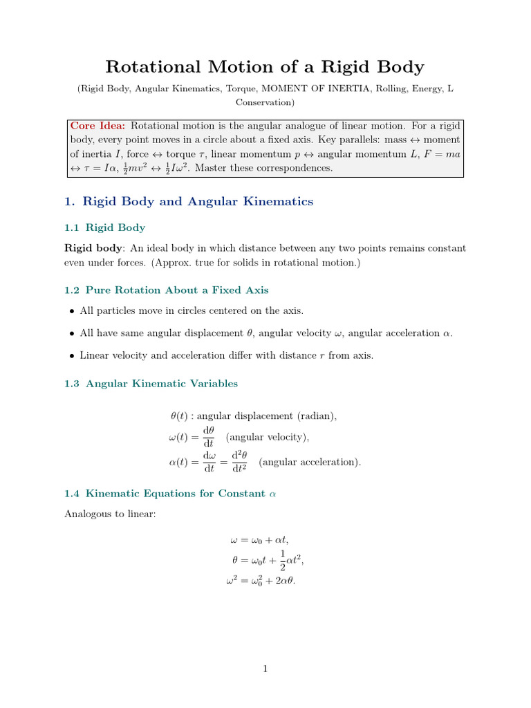Rotational Motion | PDF | Rotation Around A Fixed Axis | Torque