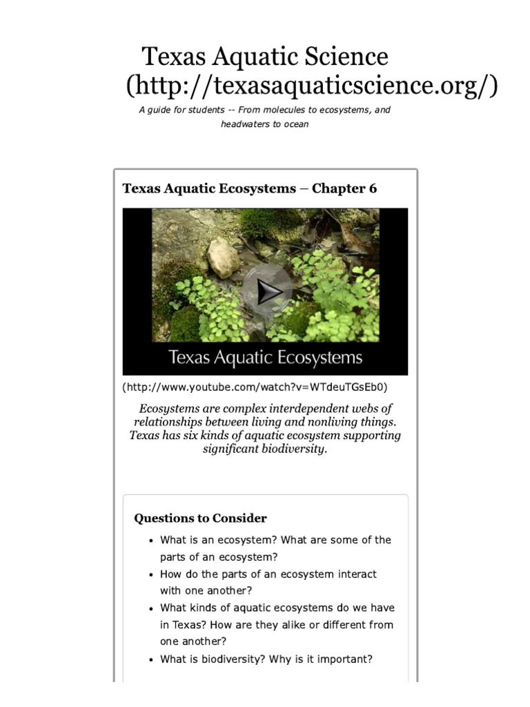 Texas Aquatic Ecosystems – Chapter 6 _ Texas Aquatic Science | PDF