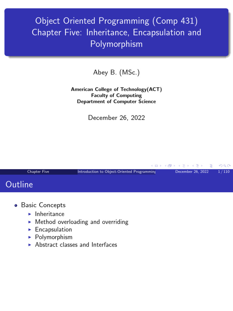 Lecture 5 - Part 2 | PDF | Method (Computer Programming) | Inheritance ...