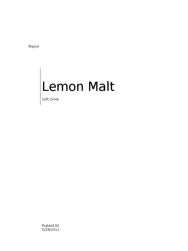 Lemon Malt | PDF | Market Analysis | Water Purification